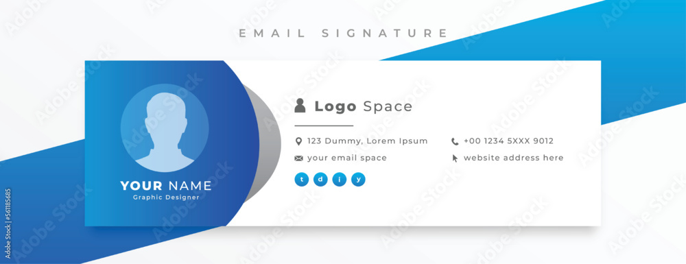 corporate mail signature card template in horizontal layout design ...