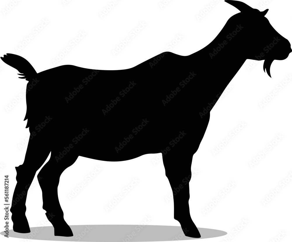 Goat Silhouette, cute Goat Vector Silhouette, Cute Goat cartoon ...