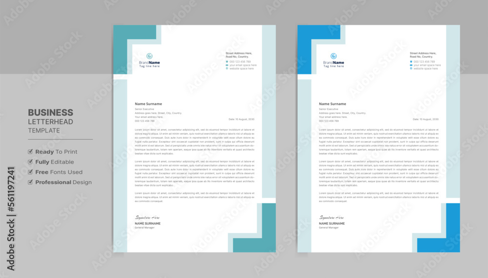 Creative letterhead format template, business style letterhead design ...