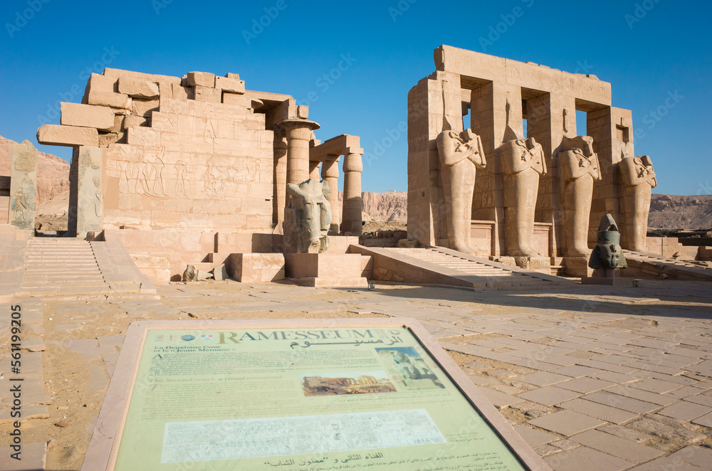 Luxor, Egypt - October 5, 2022: Ramesseum temple information board and ...