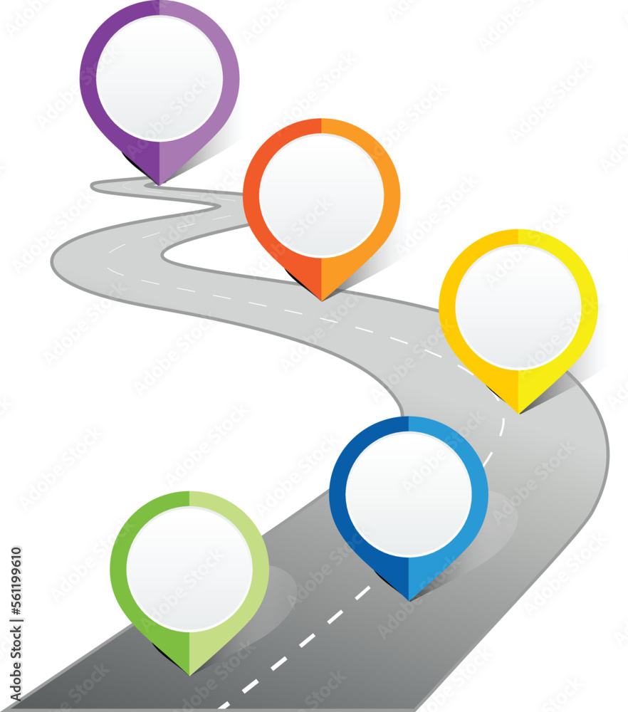 5 Steps road map infographic vector design for business presentation ...