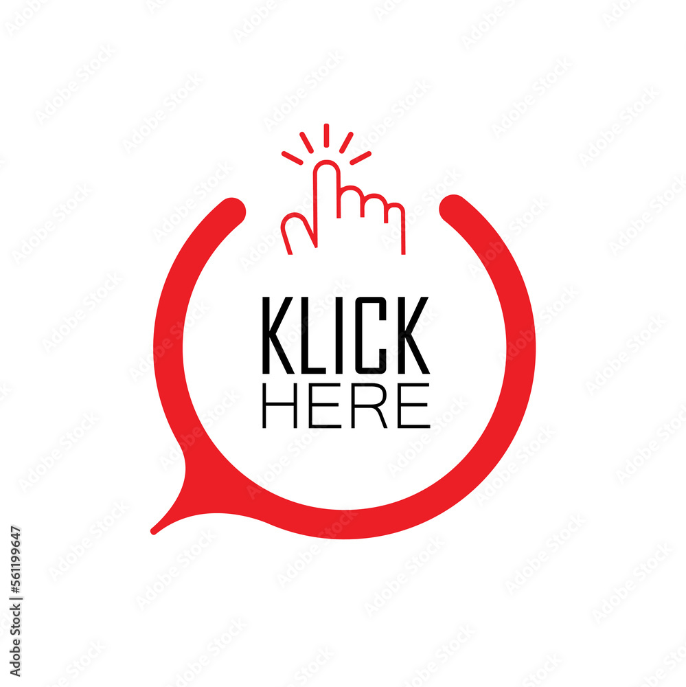 click here sign on white background Stock Vector | Adobe Stock