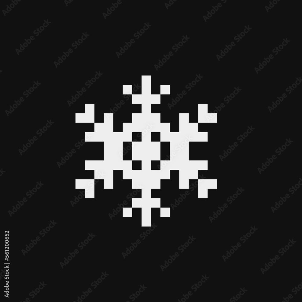 Snowflake emoji, pixel art 8-bit icon. Design for greeting card, logo ...