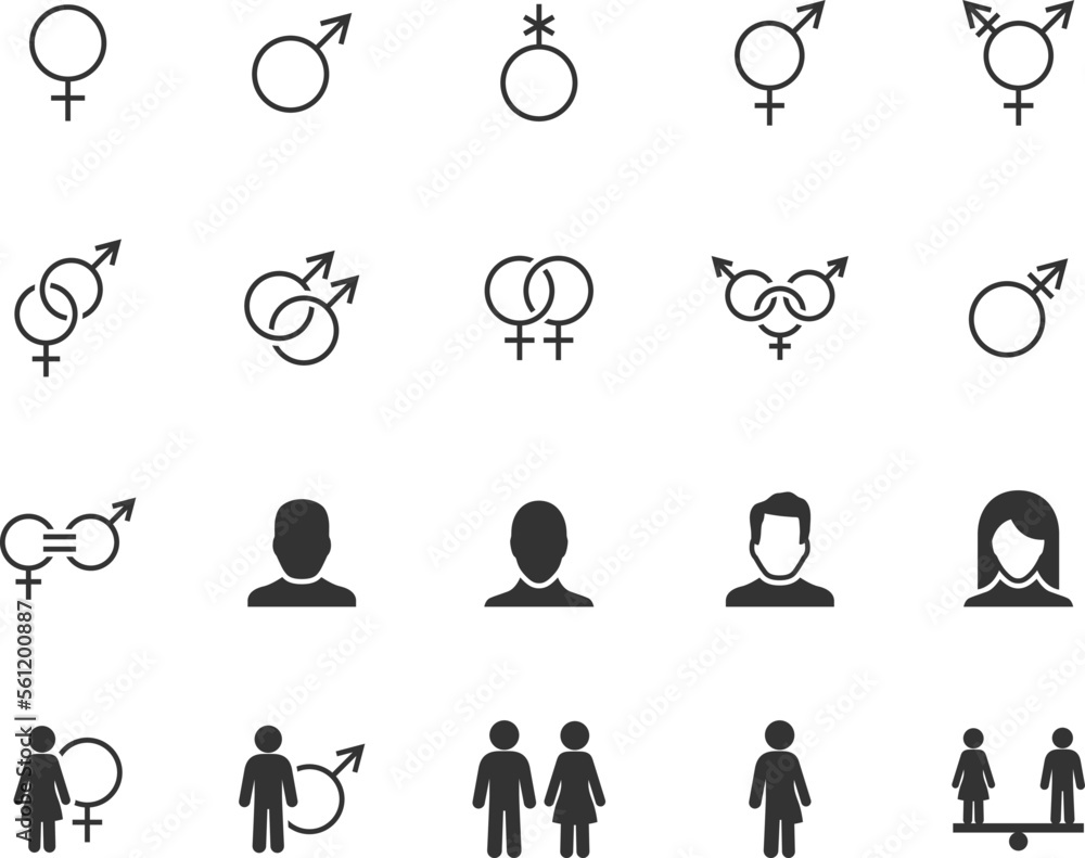 Vector Set Of Gender Flat Icons Contains Icons Male Female