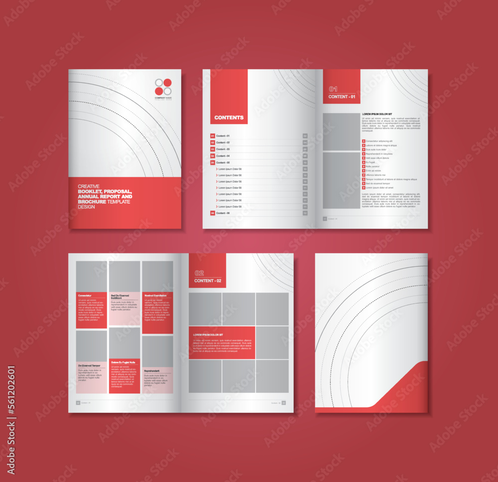 Vetor de Multi-page design template layout with red theme color and has ...