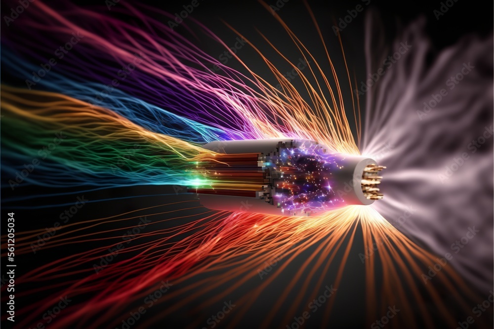 Super close up abstract photo of fiber optic cable and connector Stock ...