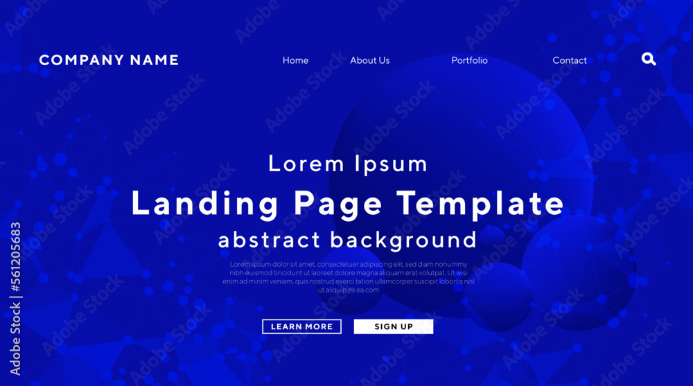 landingpage template sphere with triangle with connection pattern theme ...