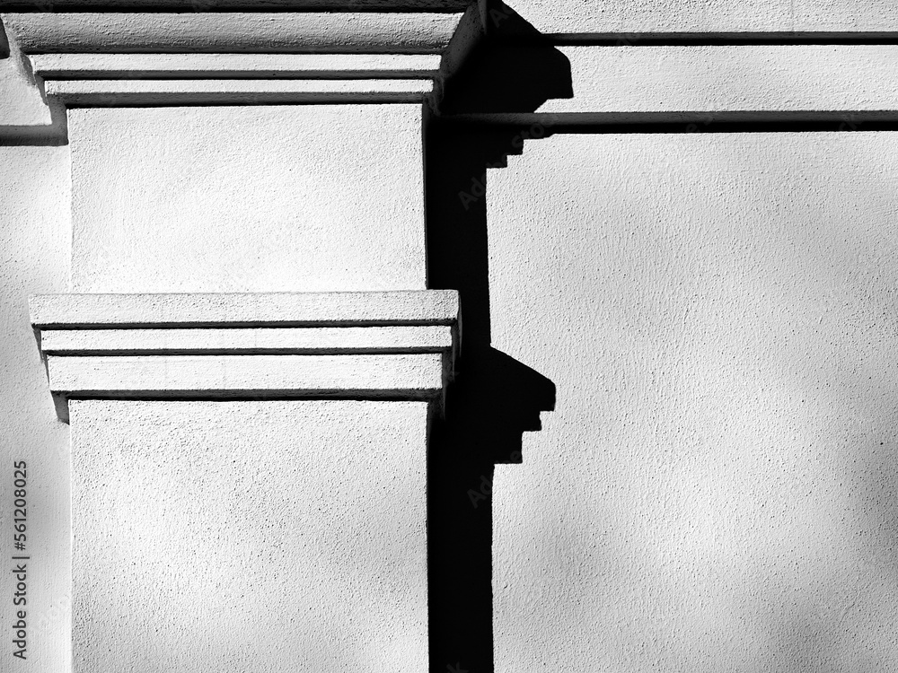 Details of the facade with chiaroscuro. The contrast of light and ...