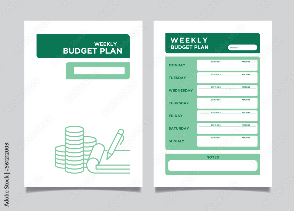 Modern geometric design Ready to print A4 Size Weekly Budget planner ...