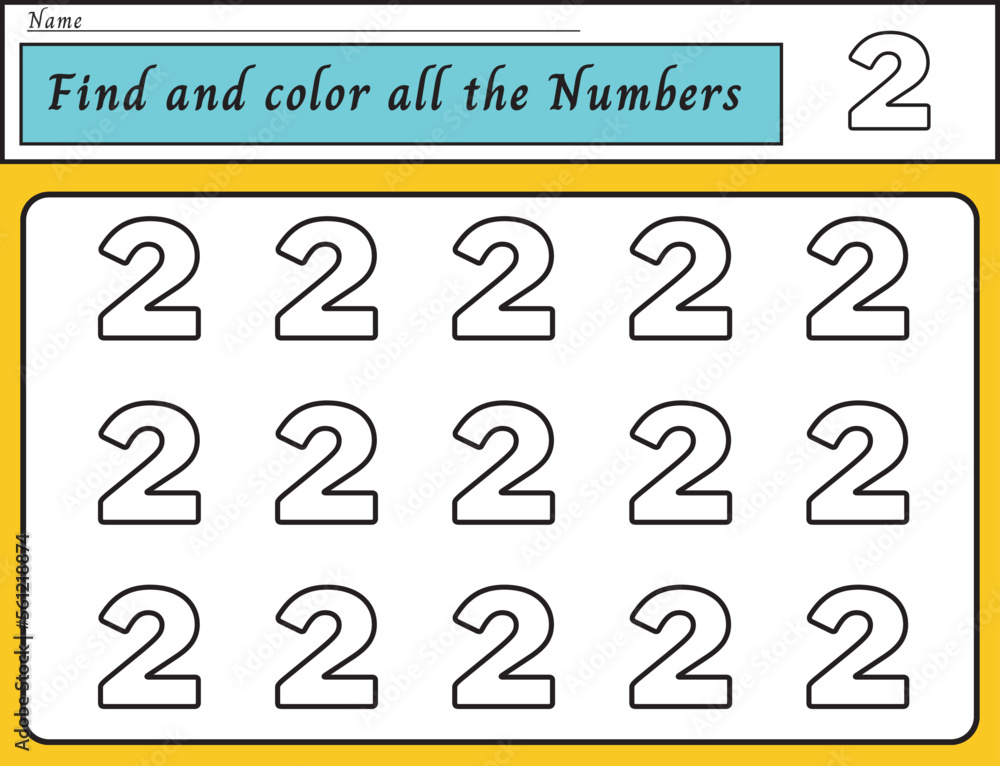 Number two coloring practice worksheet for kids learning to count and ...