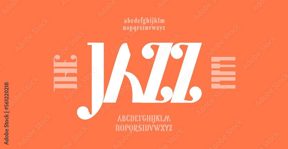 Jazz logo font, fashion minimal alphabet, elegant typeface. Bold high ...