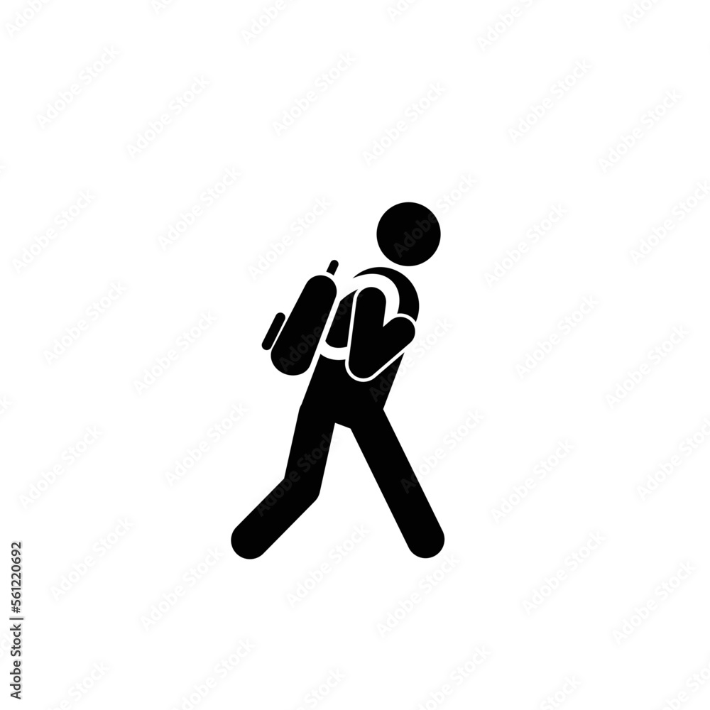 Character man walking with backpack icon vector.Student or tourist ...