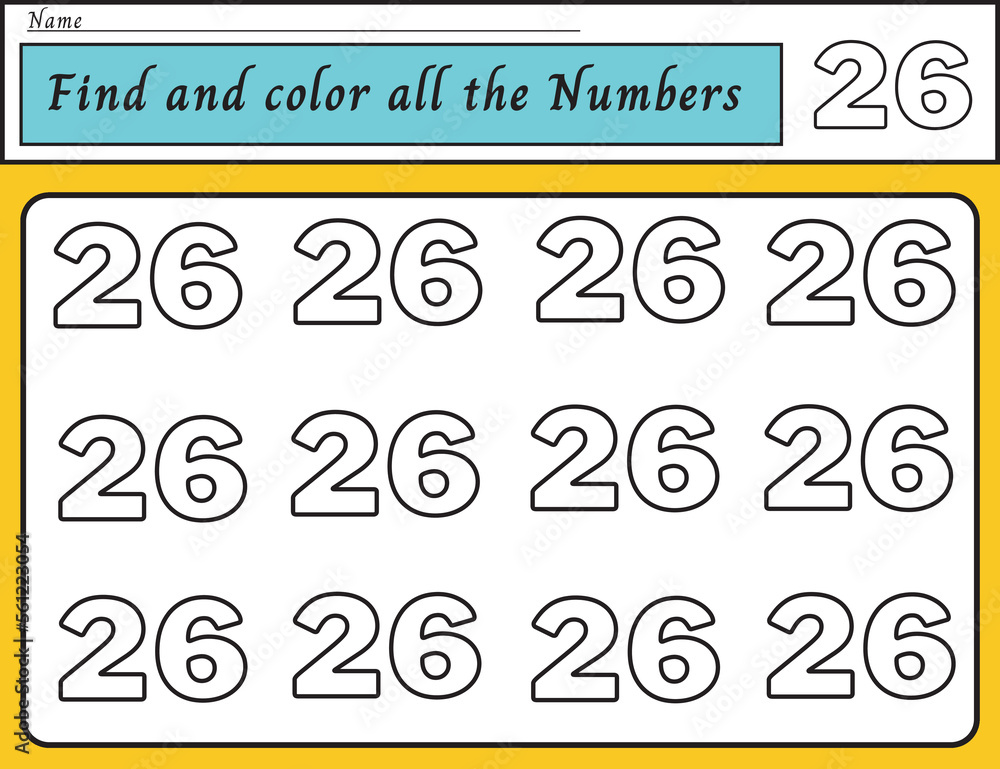 Number twenty-six coloring practice worksheet for kids learning to ...
