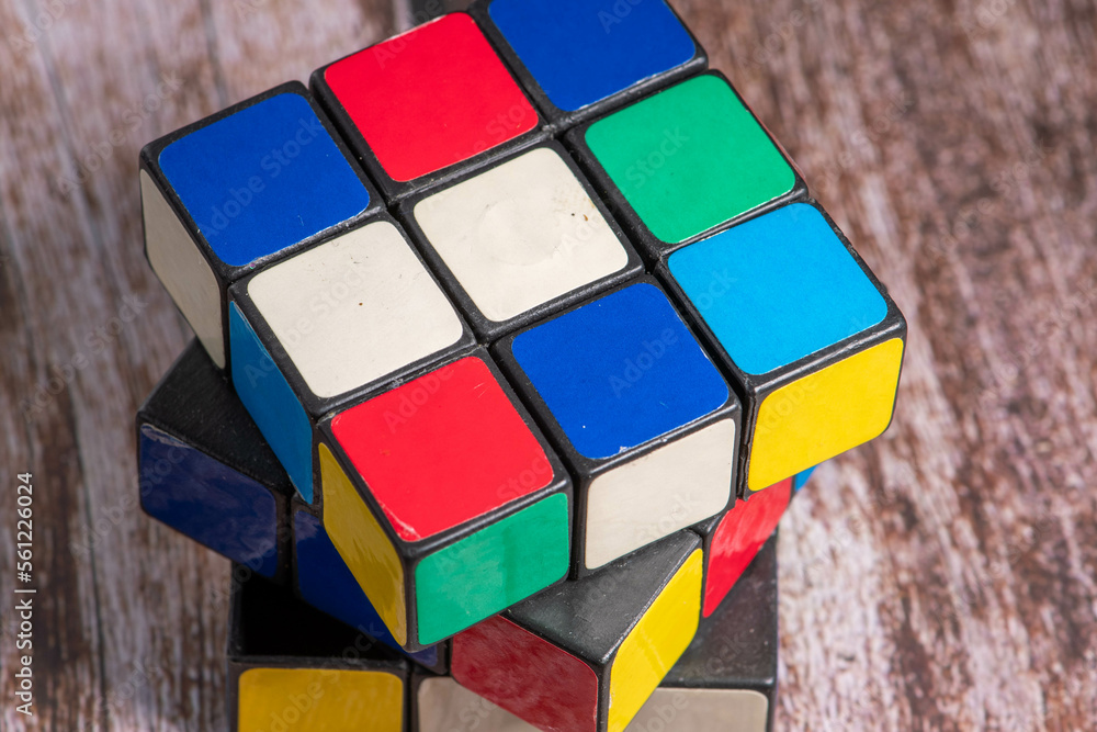 Rubix Magic Cubes in different colours as a puzzle for adults to puzzle ...