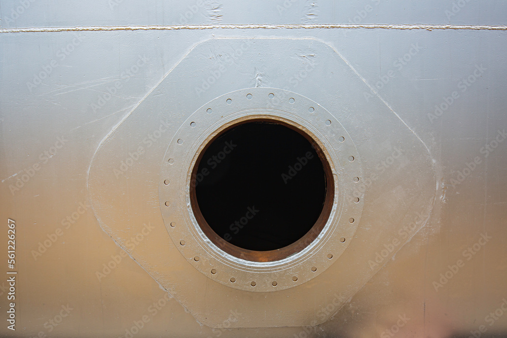 Manhole open lid steel tank chemical methanol testing at front manhole ...