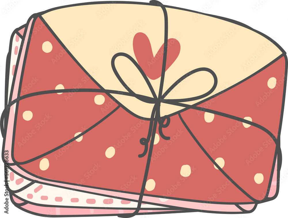 Cute pile of sweet Valentine love letter envelope doodle cartoon hand ...