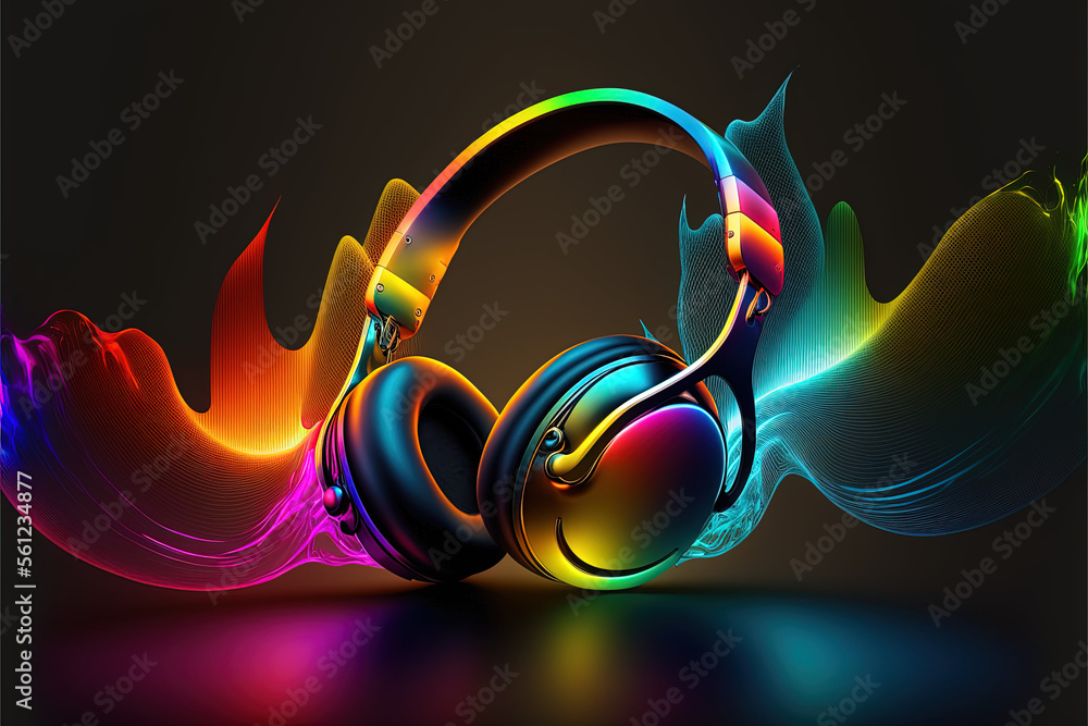 Colorful headphones with sound visualization Stock Illustration | Adobe ...