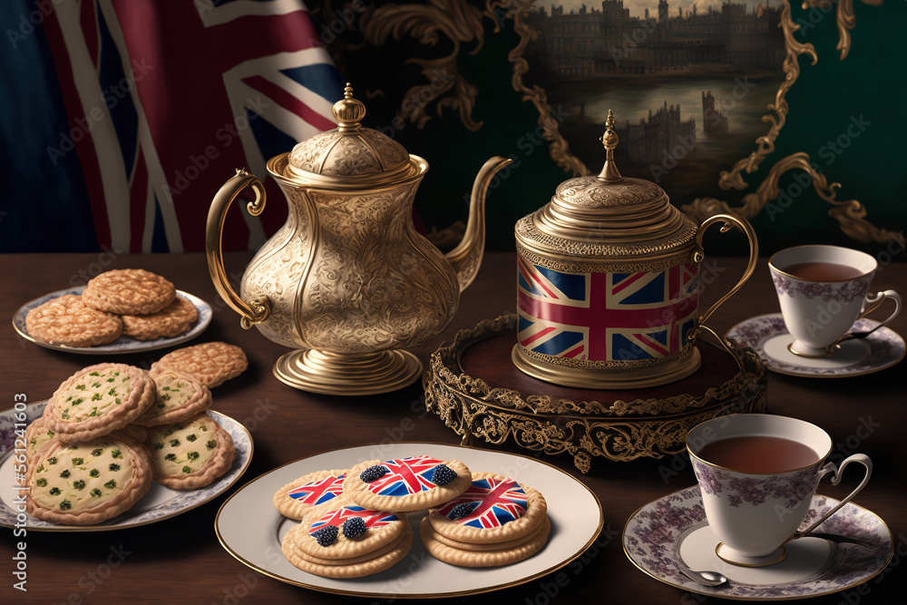 London's traditional afternoon tea and cookies. customary ceremony ...
