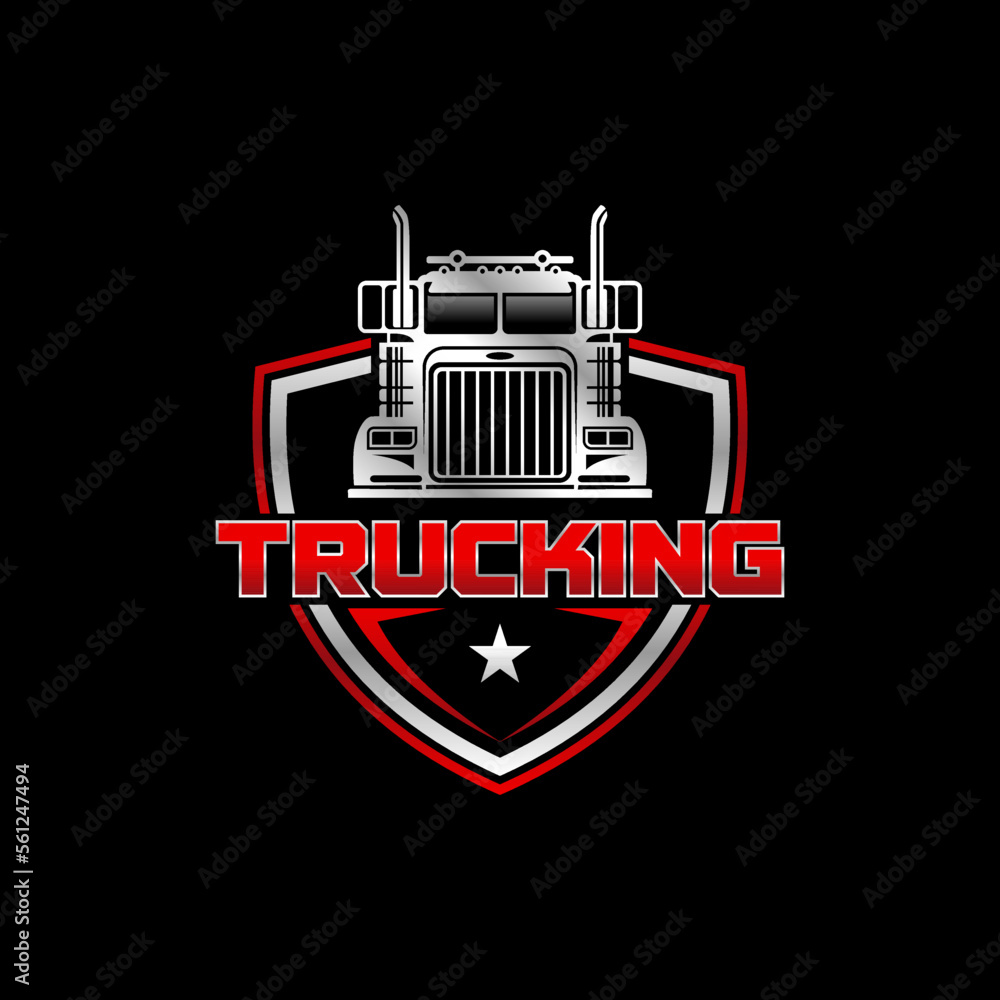 shield trucking logo design template Stock Vector | Adobe Stock