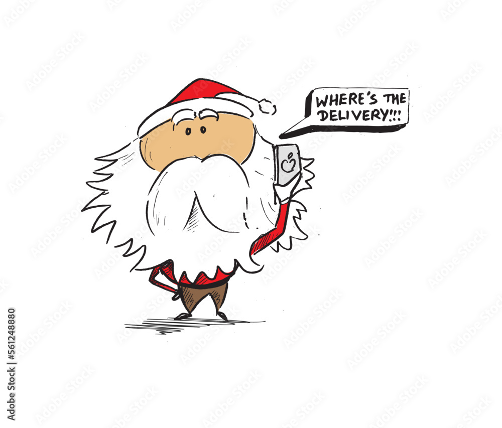 Merry Christmas Santa Cartoon Vector Illustration Santa Clipart Vector Santa Cartoon