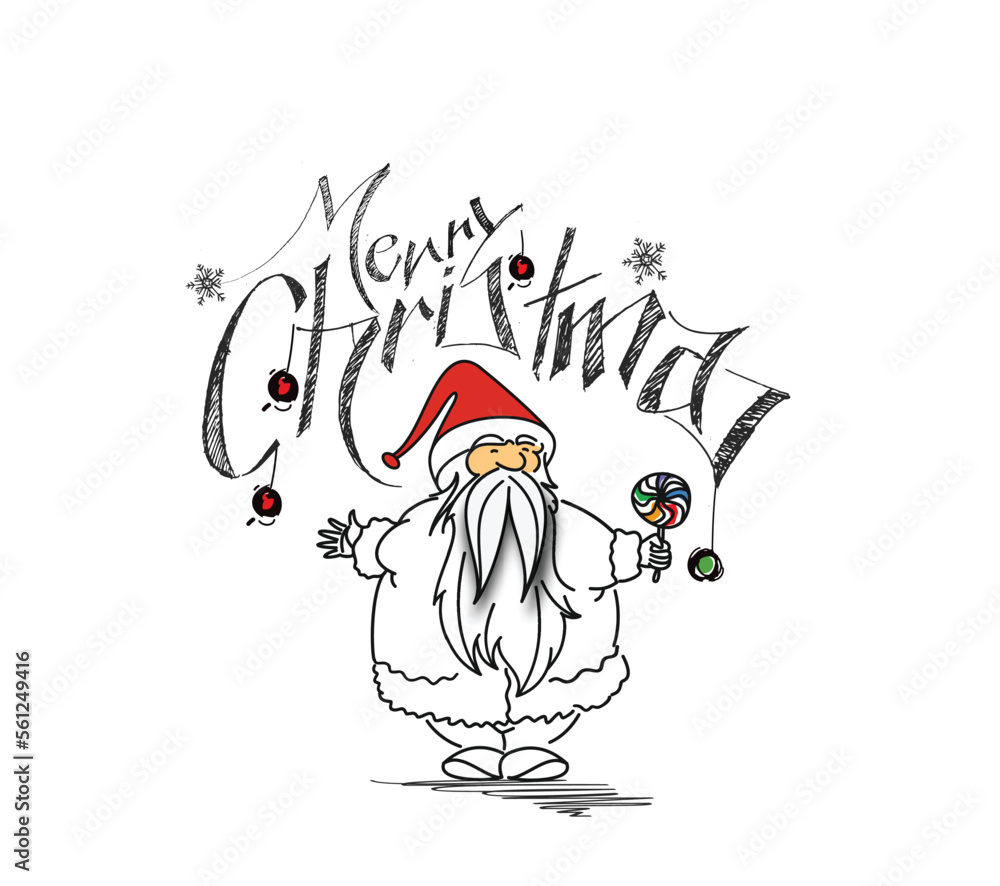 Merry Christmas Santa Cartoon Vector Illustration Santa Clipart Vector Santa Cartoon