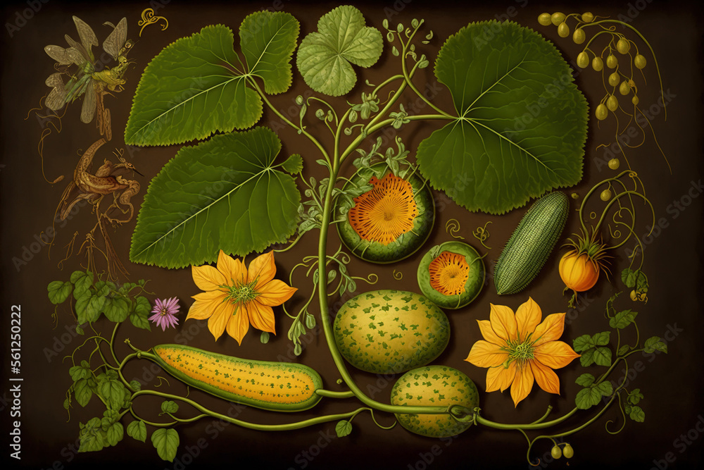 In the Cucurbitaceae family, the genus Cucumis comprises vine bearing ...