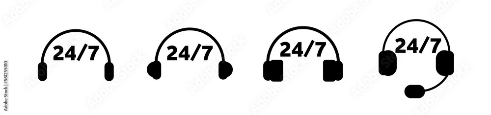 24 hours service icon set png illustration. 24 hours service and help ...