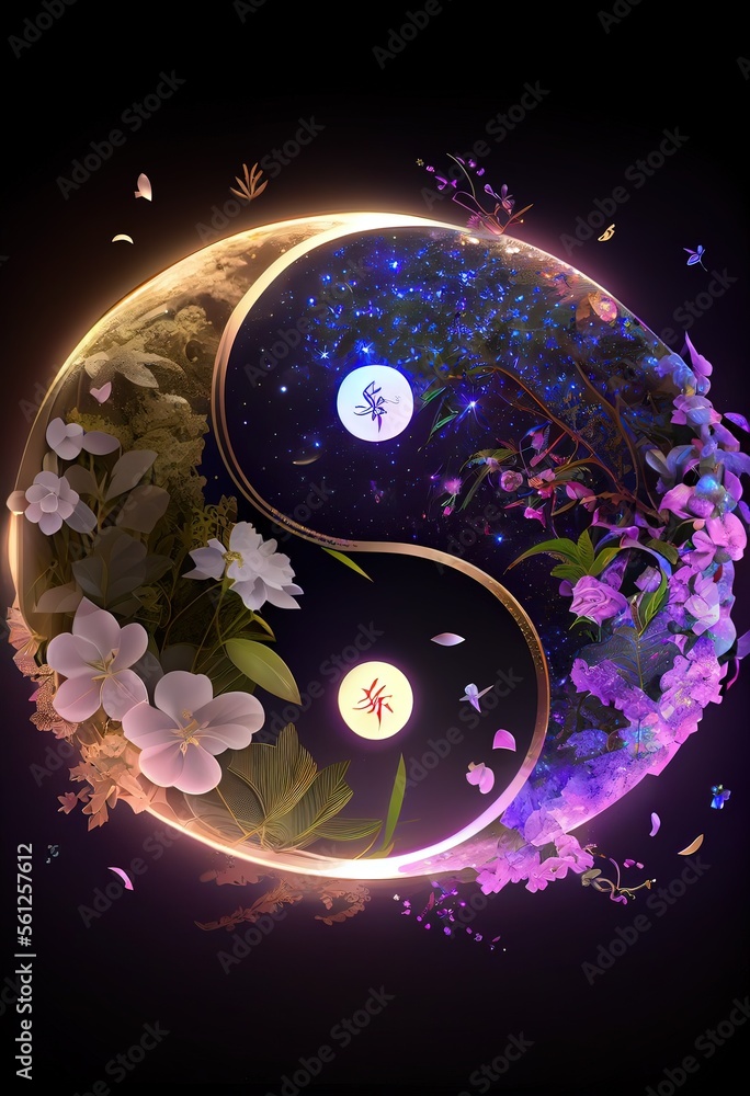 Yin and Yang logo without fog with particular lights ,hologram, with ...