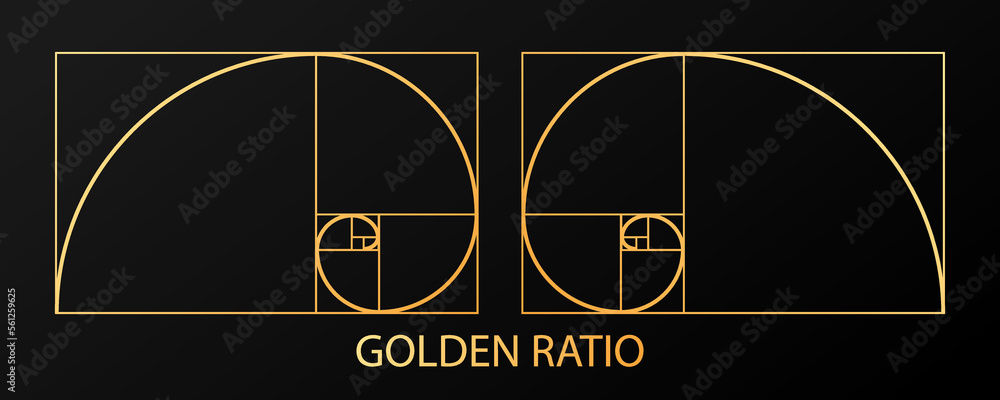 Ration section proportions Vector pattern in golden ratio Fibonacci ...