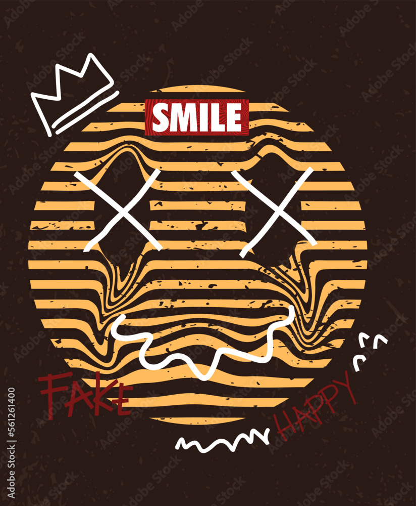 Smile emoticon poster and apparel print design Stock Vector | Adobe Stock