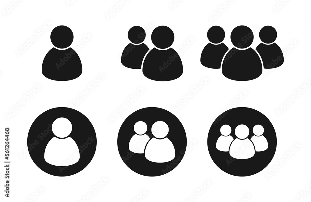 People group icon set, User profile symbol, Persons symbol button for ...