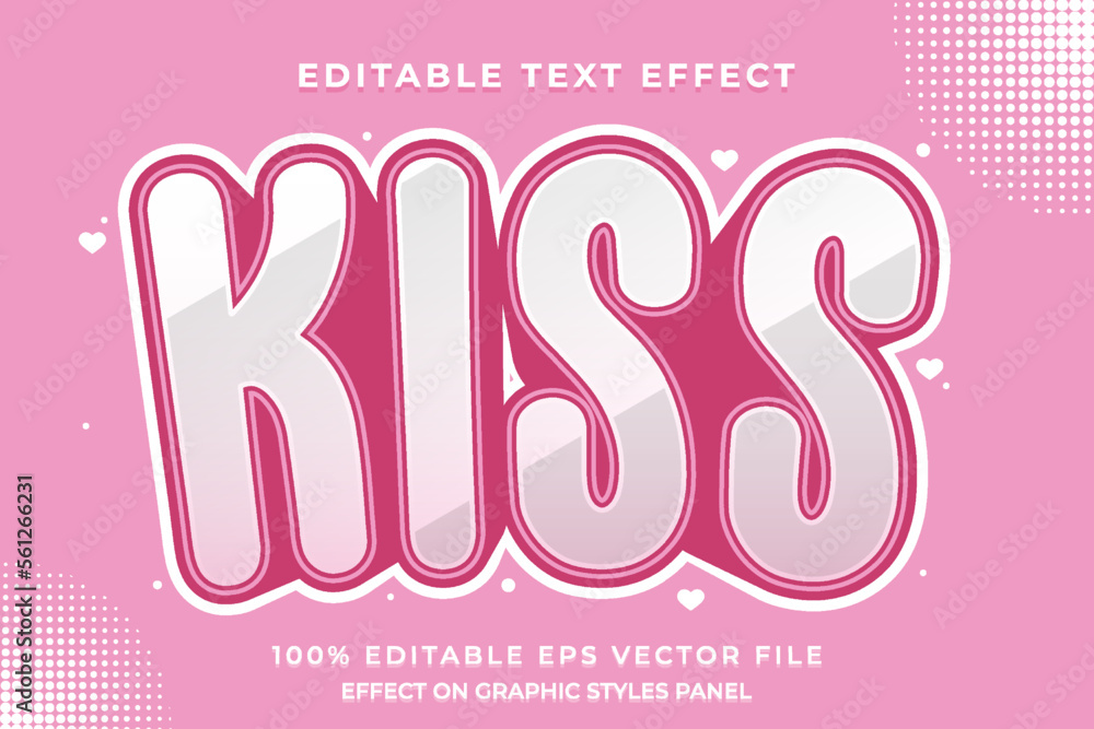 decorative editable kiss text effect vector design Stock Vector | Adobe ...