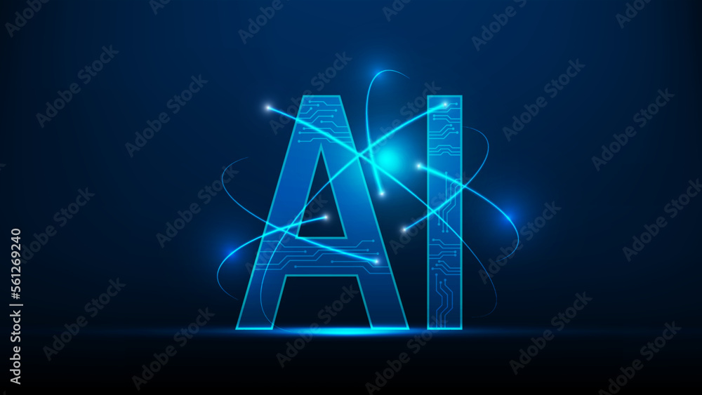 Vetor de AI Artificial Intelligence and Machine Learning Concept, World ...