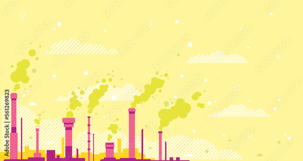 Air pollution conceptual illustration background in flat style and warm ...