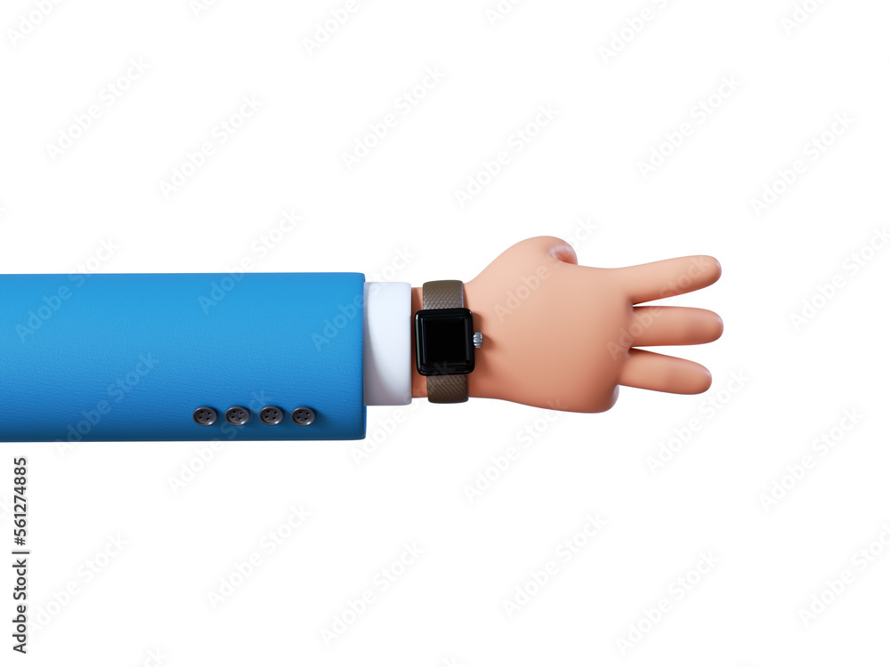 3d illustration. Three fingers counting icon. Cartoon character hand ...