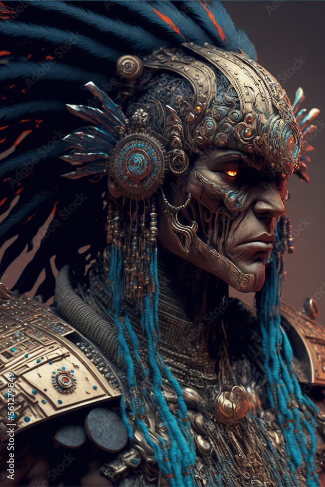 Cyberpunk Native American Warrior Chief Stock Illustration | Adobe Stock