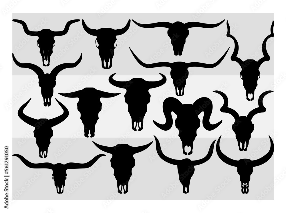 Longhorn Head Skull SVG, Longhorn Head Monogram, Cow Skull, Clipart ...