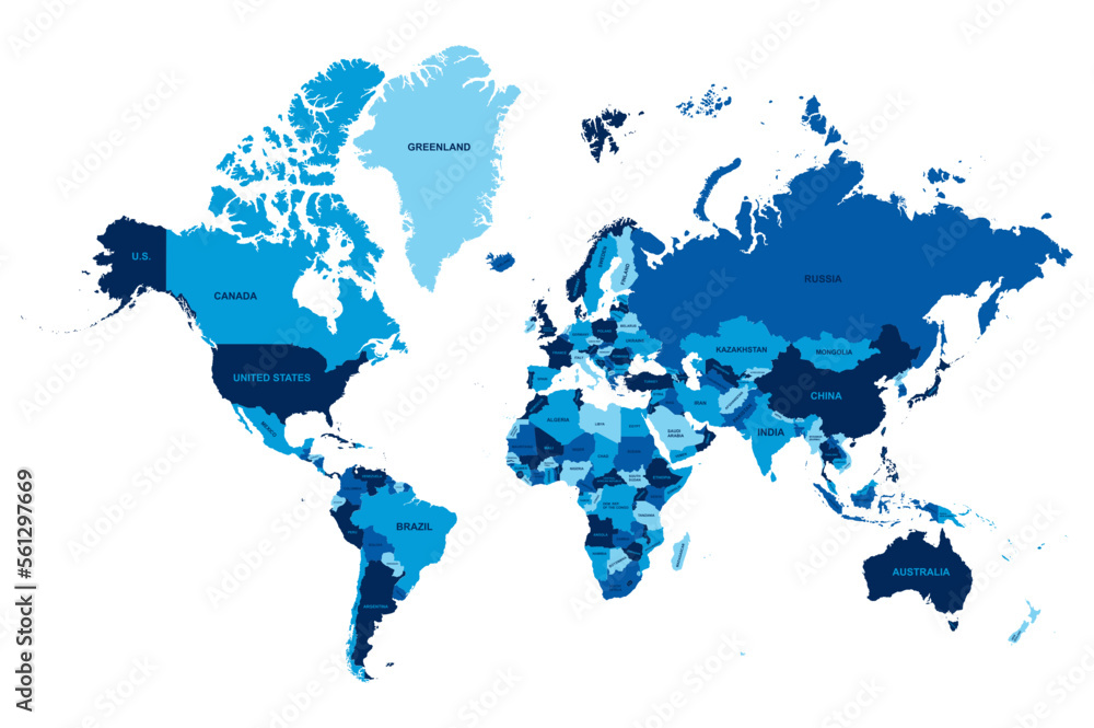 World Vector Map. Political World map design. Isolated world map ...