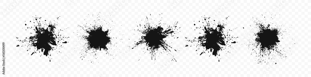 Black paint drops. Ink blot collection. Grunge design elements. Grunge ...