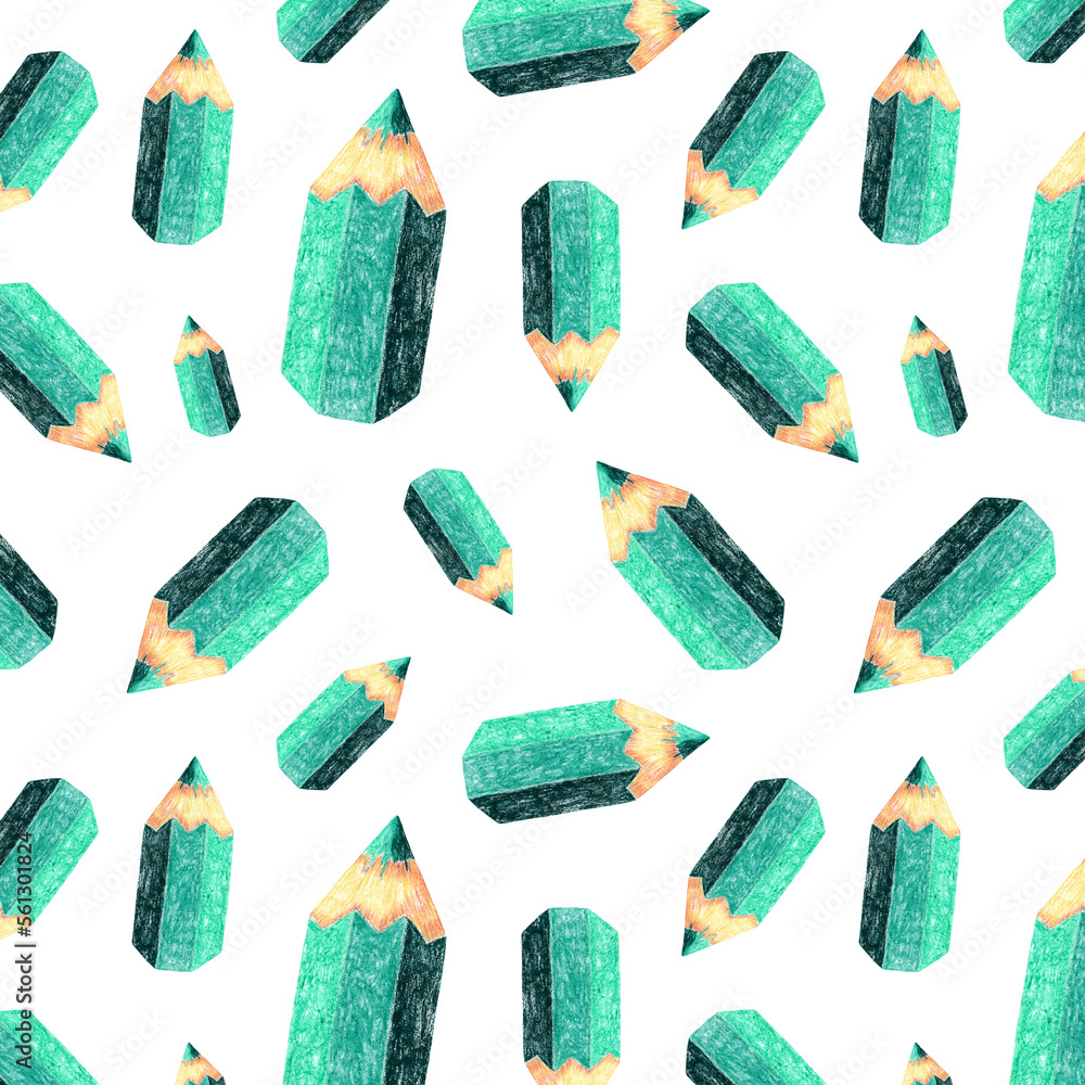 pencil seamless pattern. hand drawn from a drawing of a realistic short ...