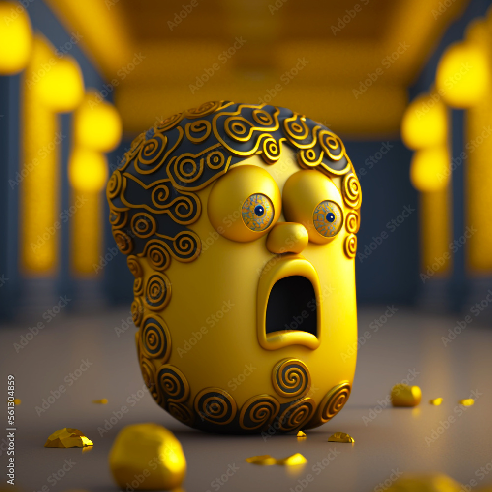 Artistic Emoji. Gold Face. Eyes Expresion. 3D Render. AI. Stock ...