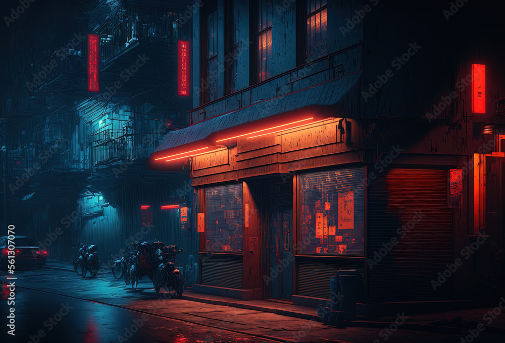 cyberpunk scene of street in the night created with Generative AI ...