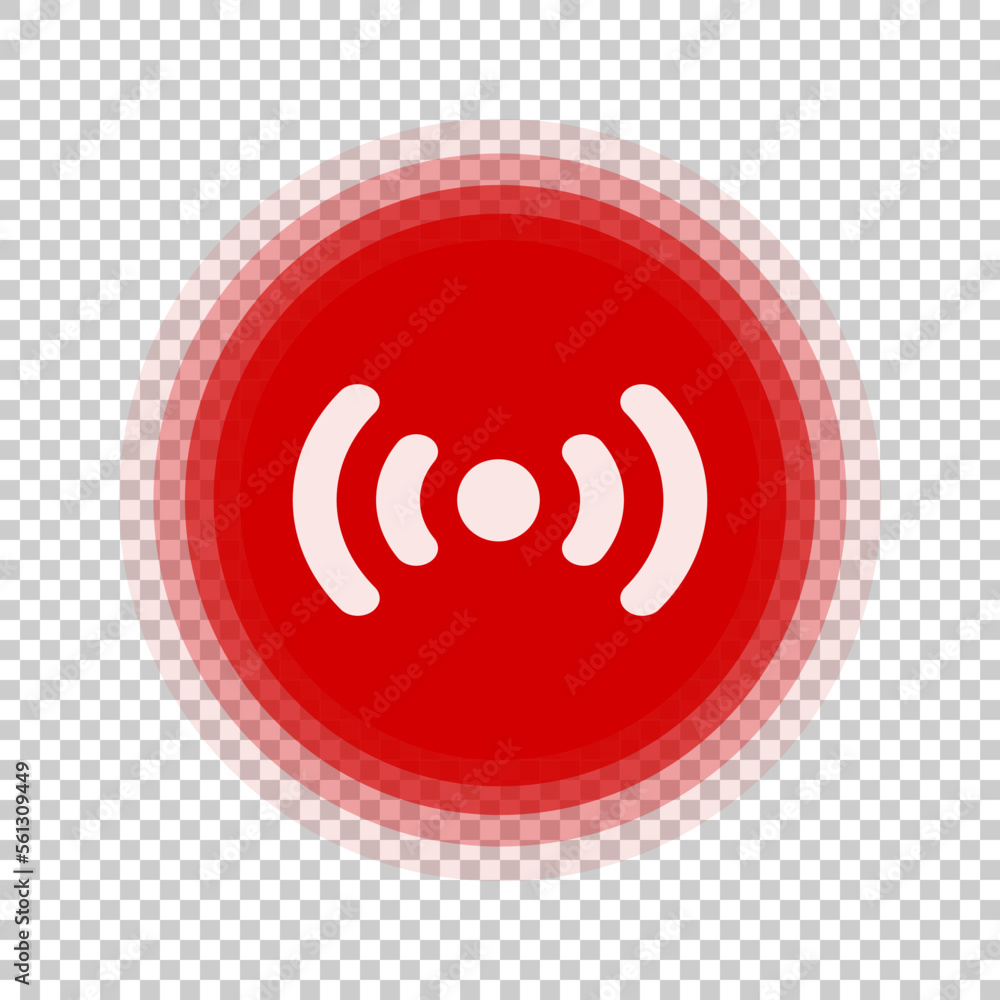 Live streaming icon emitting red waves isolated on transparent ...