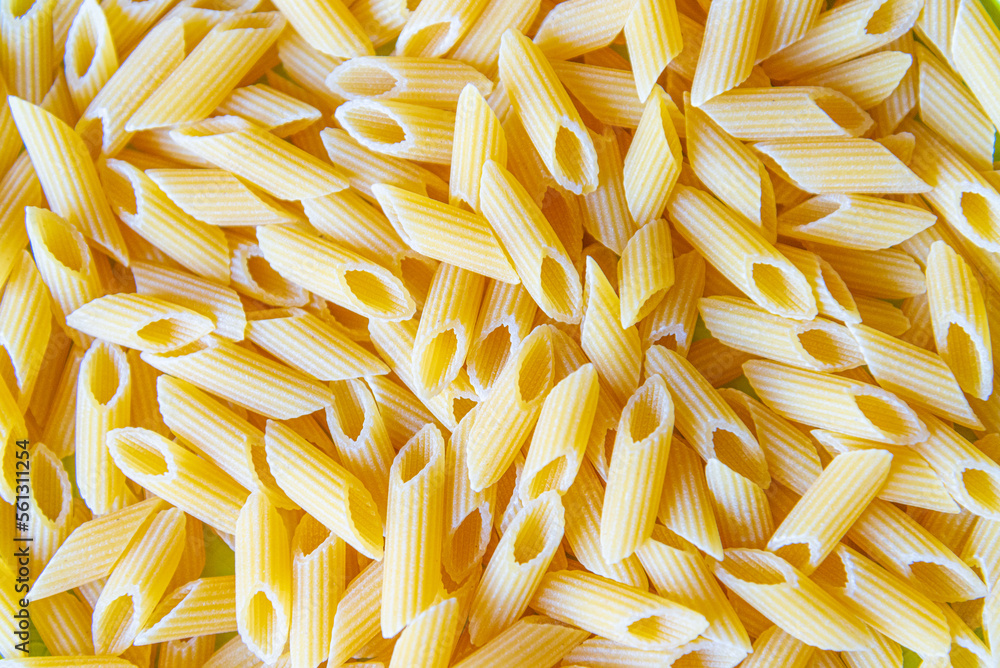 Multitude of traditional shapes of pasta, named macaroni, a typical ...