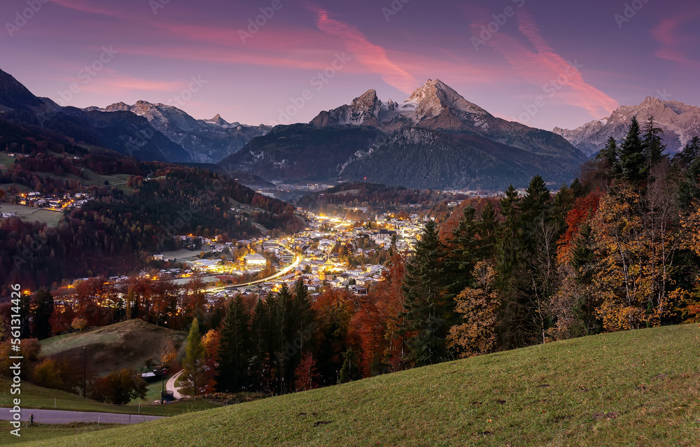 Fantastic morning countryside. Impressive mountain scenery in the ...