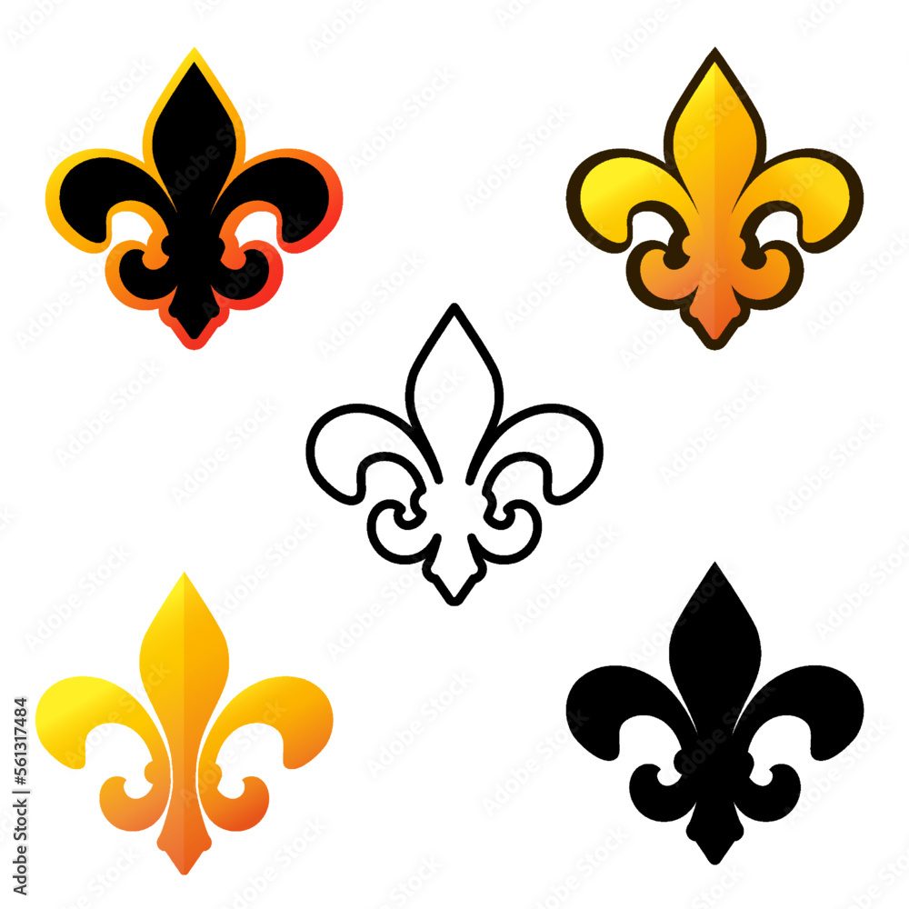 Fleur De Lis Icons Collection Royal French Heraldic Symbol Different