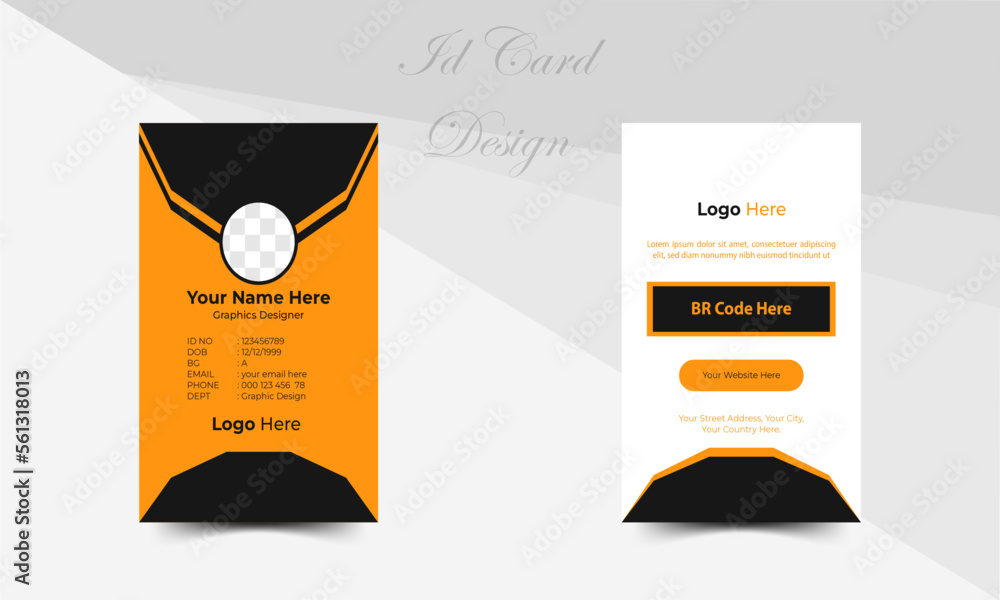 Creative Id Card Design For Corporate Employees. Vector Design concept ...