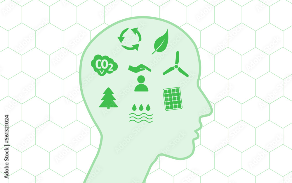 Sustainable thinking or green thinking as svg graphic. Green vector ...