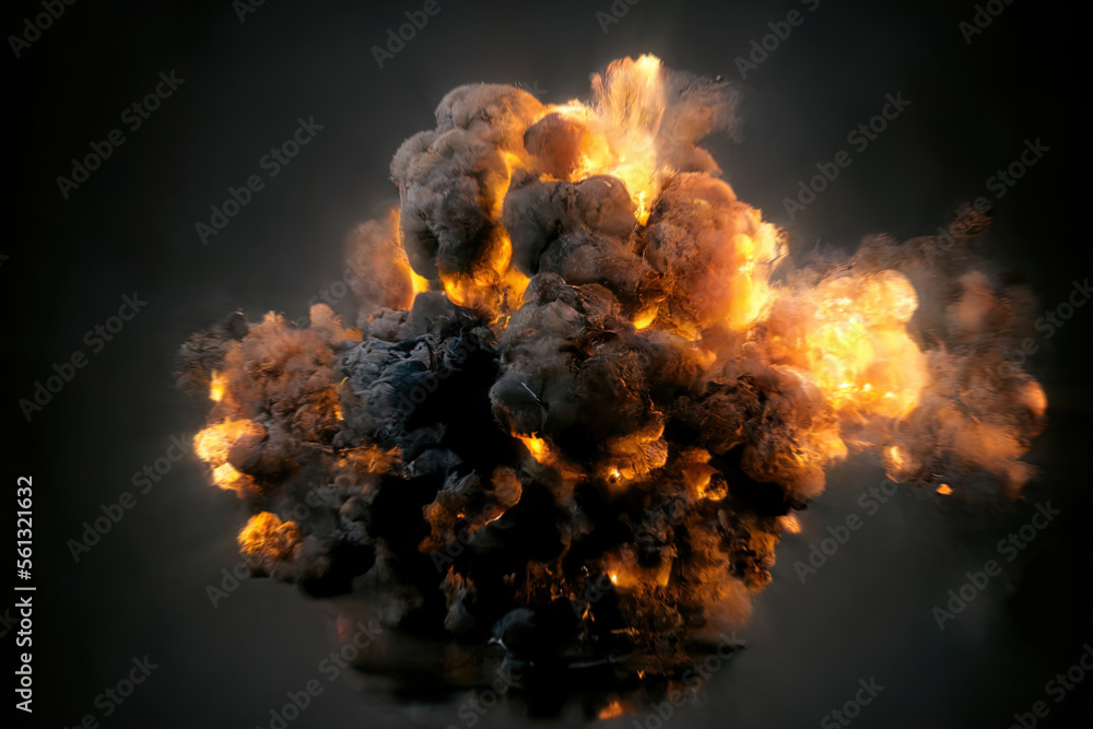 Explosion of octogen hydrogen gas bomb mattepainting speedpainting ...