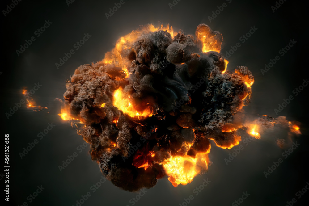 Explosion of octogen hydrogen gas bomb mattepainting speedpainting ...